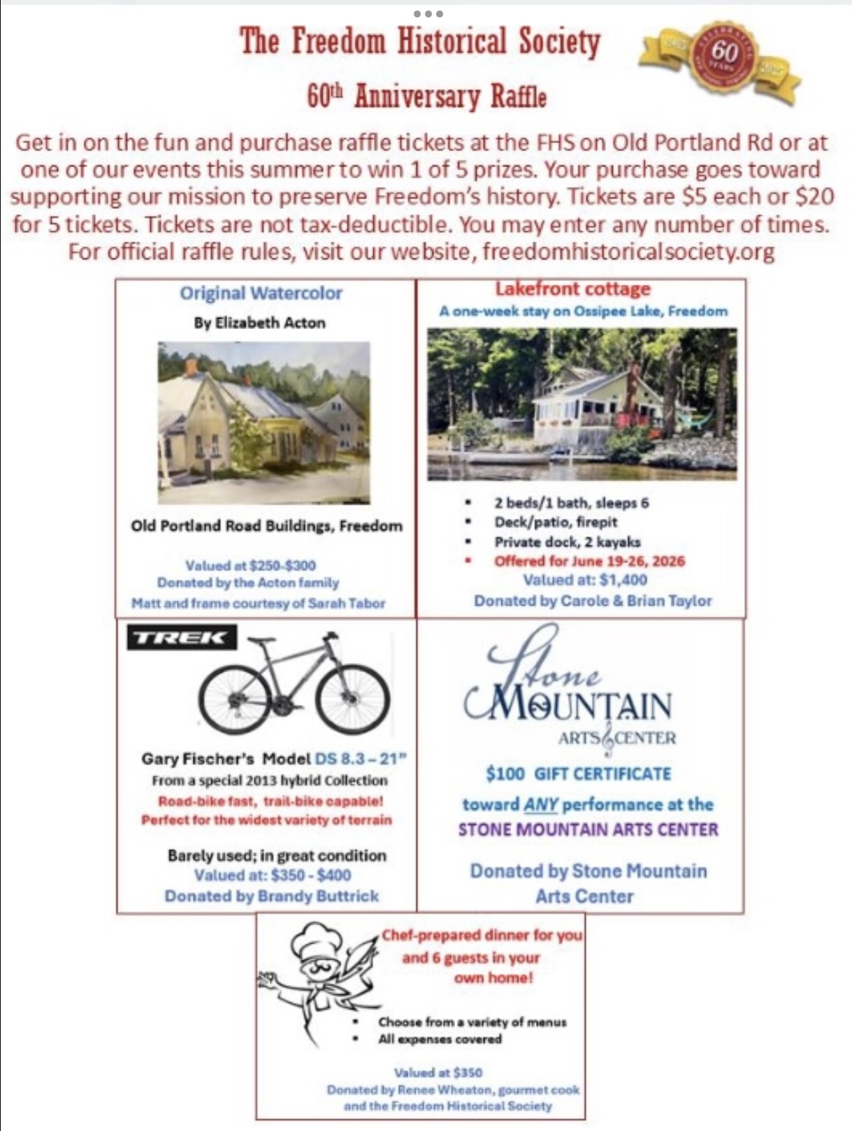 60th Anniversary Raffle – Freedom Historical Society & Museum